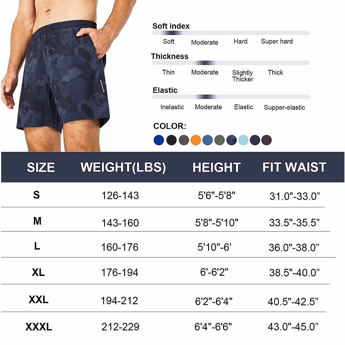 GRAMVAL Running Shorts 6" Quick Dry Gym Athletic Workout Shorts for Men with Pockets Black