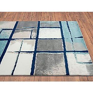 LUXE WEAVERS Lagos Collection 9218 Blue 6x9 Art Deco Geometric Area Rug