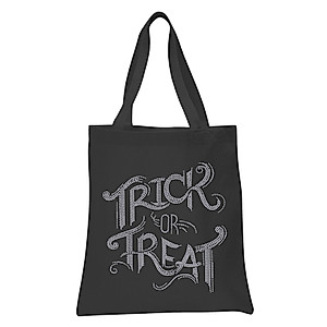 CrystalsRus Black Trick or Treat Halloween Rhinestone Tote bag Trick or Treat Tote bag party gift sweet bag fancy dress ghost