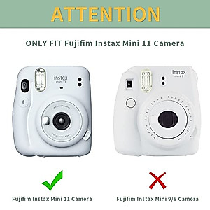 CAIYOULE Protective Camera Case for Fujifilm Instax Mini 11 Instant Film Camera Clear Case with Upgraded Film Pocket Pouch for Storing Photos and Adjustable Shoulder Strap