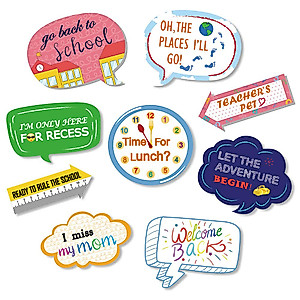 Konsait 46Count Back to School Photo Booth Props, First Day of School Welcome Decorations,Apple Pencil Stationery Chalkboard Decor for New Grade Celebrating Classroom Kindergarten Party Supplies