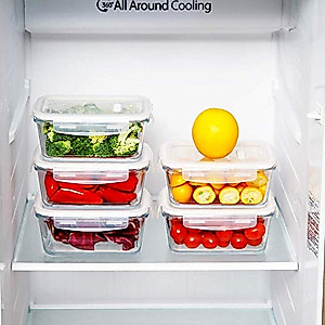 DAS TRUST 5 Pack 36oz Glass Food Storage Container Meal Prep Containers Reusable Fridge Organizers Lunch Container for Adults with Lid Airtight