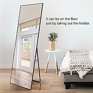 YSSOA Full Length Mirror 65" x22, Floor Mirror, Standing Mirror, Leaning Mirror, Full Body Mirror, Large Mirror, Bedroom Mirror with Aluminum Frame, Black
