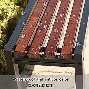 Lnder 100x40x45cm Outdoor Garden Bench Bronze Garden Seat Outdoor Backless Benches Park Solid Wood Bench 400kg Load Capacity (Size : 59in)