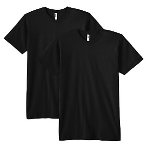 American Apparel Fine Jersey T-Shirt, Style G2001, Multipack, Black (2-Pack), X-Small