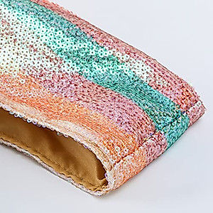 Women Sequins Handbags Colorful Rainbow Totes Party Evening Clutch Bags Ladies Beach Bag Banquet Glitter Tote Stripe (Colorful)