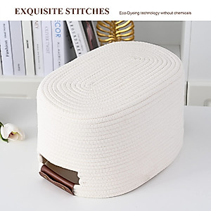 ECDYQXVU 1 Pack Cotton Rope Storage Baskets,15x10x9in,Collapsible Storage Bins, Decorative Woven Basket Cube Storage Organizer for Nursery, Laundry, Towel, Clothes, Cosmetics, Books(White)