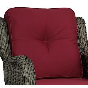 UIXE 5 Pieces Outdoor Patio Furniture Bistro Sets with 360° Swivel Rocking Chairs with Side Table, PE Rattan Rocker Chair Glider Seating Conversation Set for Backyard, Deck, Porch, Red