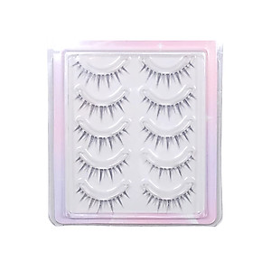Ninetynine Dreams 5 Pairs Natural Style False Eyelashes 3D Lightweight Natural Comfortable Clear Band Daily Eyelashes Fluffy Soft Eyelashes Packs