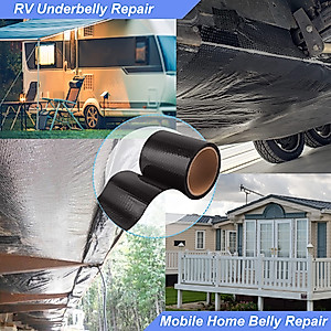 PlusRoc RV Underbelly Material RV Underbelly Tape Waterproof Flex Belly Tape with Permanent Sealing Adhesive for Mobile Home, Camper Travel Trailer, Tear Repair Patch(4'' x 20')