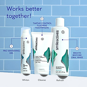 Smileactives Teeth Whitening Gel for Toothpaste with Clinical-Grade Hydrogen Peroxide, Tooth Stain Remover for White Teeth, Dentist Quality Pro Whitening Gel to Remove Stains, 90 Day, 3.8 oz Bottle