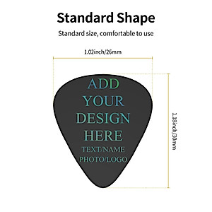 12 PCS Custom Guitar Picks Personalized Your Own Image Text Photo Guitar Plectrums Comfortable Feel Picks for Bass Electric Acoustic Guitars Ukulele Includes 0.46mm 0.71mm 0.96mm