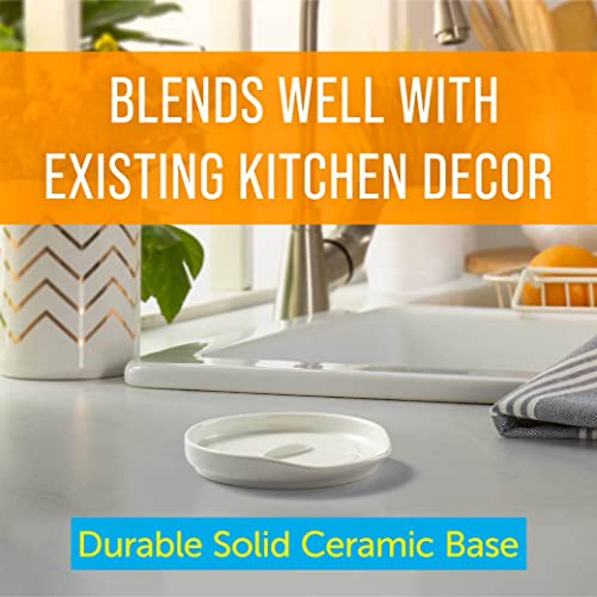 [1 Pack] Dual Purpose Egg Cracker Tool & Spoon Rest for Kitchen Counter - Simple Use Egg Breaker Tool Contains the Mess - Ceramic & Stylish Spoon Holder for Kitchen Counter