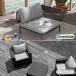 VredHom Patio Furniture Set, Outdoor Patio Furniture Oversized Metal Patio Sectional Sofa, 6-Seat Conversation Set with Cushion for Indoor and Outdoor, Black Frame & Dark Grey Mat (6 Seats 8 Armrests)
