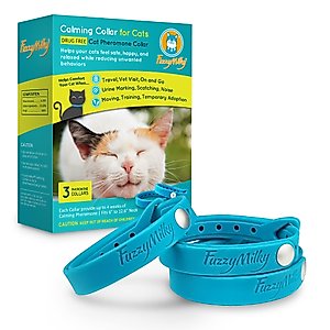Fuzzymilky Cat Calming Collars - 3 Packs Cat Collar Infused with Pheromones (Blue) for Cat Anxiety Relief