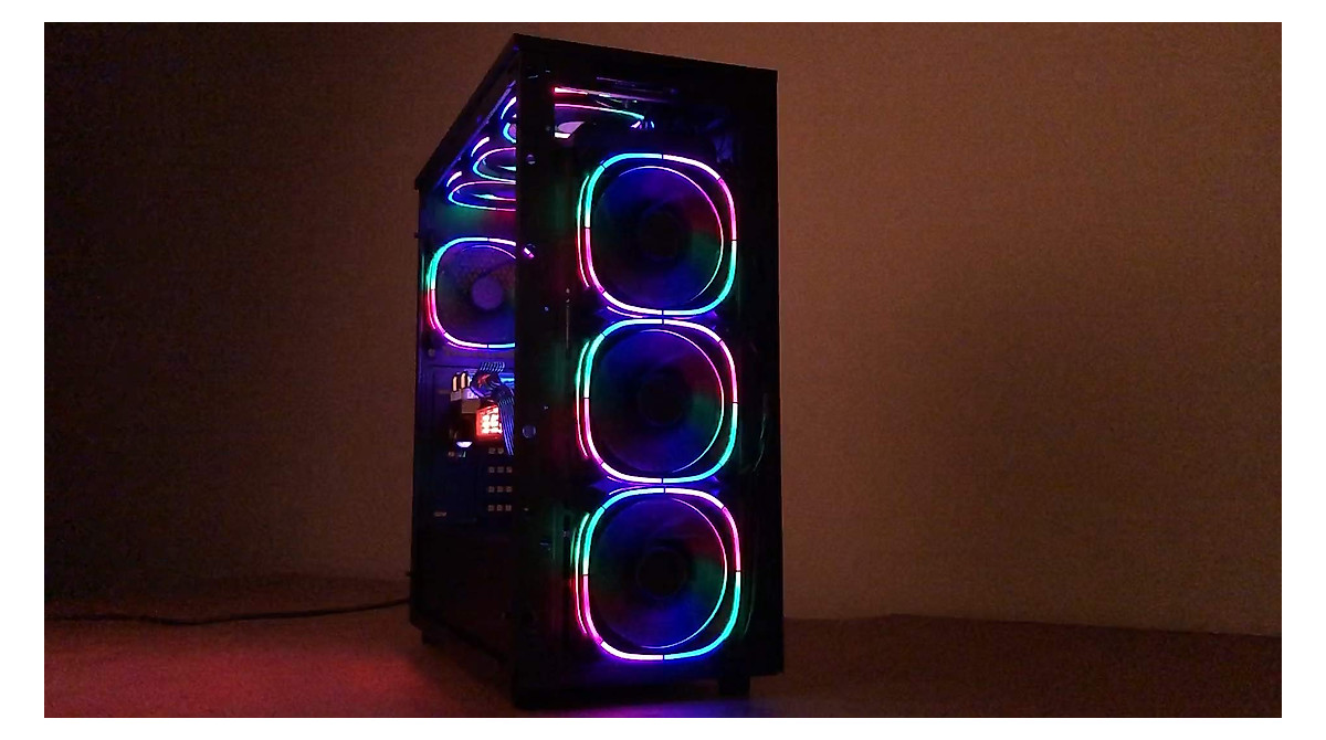 ApexGaming F601 Eye of Lightning Gaming Case with RGB Fans and Tempered ...