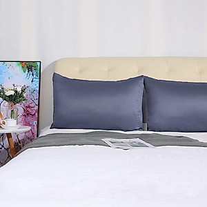 uxcell 2 Pack Silk Satin Pillowcase for Hair and Skin, Cool, Silky, Soft Breathable Pillow Cases Travel Size 14x20 Inch Sateen Pillowcase Slate Gray with Envelope Closure