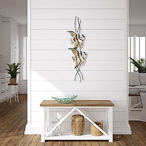 T.I. Design Angelfish Pair Vertical Facing Right Contemporary Coastal Metal Wall Decor