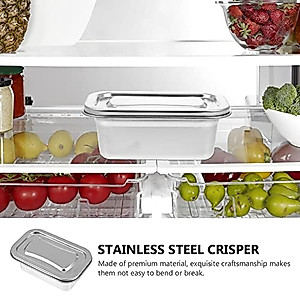 Stainless Steel Food Storage Container, Mini Ice Cream Holder Box Fridge Organizer Case Metal Freezer Bin Airtight Snack Bowl Reusable Refrigerator Boxes