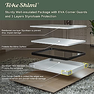 TokeShimi 48 x 30 Inch Wall Mirror Black Bathroom Vanity Mirror with Metal Frame Aluminum Alloy Soft Rounded Corner for Modern Farmhouse Wall Decor 1”Deep Set Design (Horizontal/Vertical)