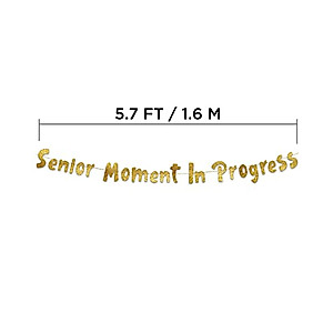 Senior Moment in Progress Gold Glitter Banner - Funny Birthday and Retirement Party Supplies, Ideas, Gifts and Decorations