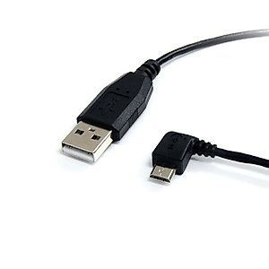 StarTech.com 3 ft / 91cm Micro USB Cable - A to Left Angle Micro B - USB Type A - 90 Degree Micro-USB Type B (M) - Black (UUSBHAUB3LA)