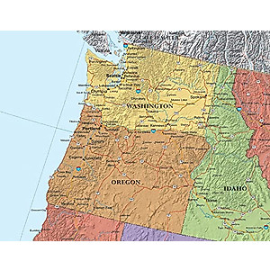 24x36 United States Classic Premier Blue Oceans 3D Wall Map Poster, Laminated Edition