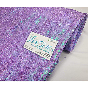 Levi Textiles, INC. 3 Feet 1 Yards Iridescent Sequin Fabric, by The Yard, Sequin Fabric, Tablecloth, Linen, Sequin Tablecloth, Table Runner Photo Booth Backdrop (Iridescent Lilac)