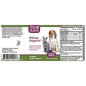PetAlive Kidney Support - All Natural Herbal Supplement Promotes Healthy Kidney and Urinary Functioning in Cats and Dogs - 59 mL