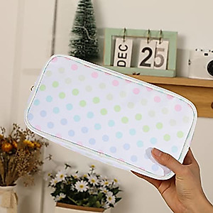 MONOBLANKS Nylon Small Makeup Pouch Bag Cute Travel Cosmetic Bag for Women (Polka Dot)