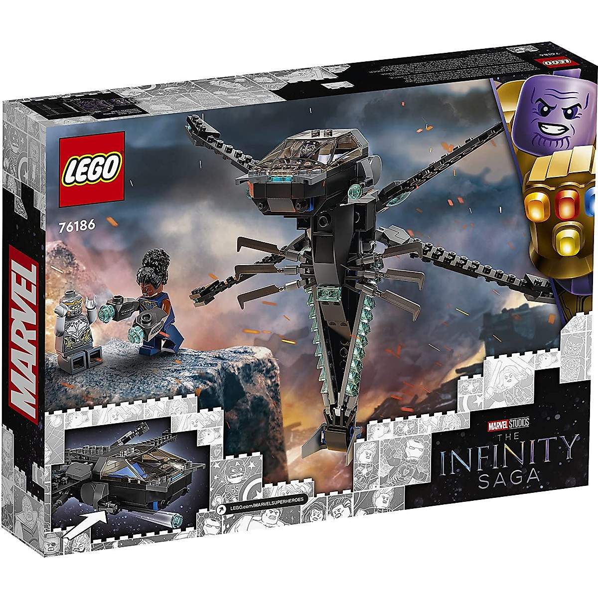 LEGO Marvel Black Panther Dragon Flyer 76186 Building Kit Toy; Create The Final Battle Scene from Avengers: Endgame; New 2021 (202 Pieces)