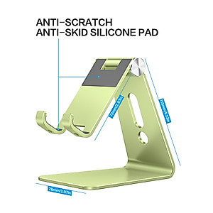 OMOTON Adjustable Cell Phone Stand, C2 Aluminum Desktop Phone Holder Dock Compatible with iPhone 15 14 13 Xs XR 8 Plus 7 6, Samsung Galaxy, Google Pixel, Android Phones