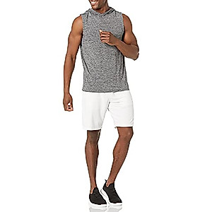 Amazon Essentials Men's Tech Stretch Sleeveless Hoodie, Black Space Dye, Large