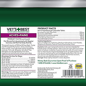 Vet's Best Aspirin Free Aches + Pains Dog Supplement | Vet Formulated for Dog Pain Support and Joint Relief (100 ct (2 Pack))