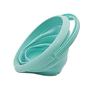 SAMMART Set of 2 - 5L (1.32Gallon) Collapsible Fishing Bucke - Foldable Round Tub - Portable Plastic Water Pail - Space Saving Outdoor Waterpot (2, Lake Green)