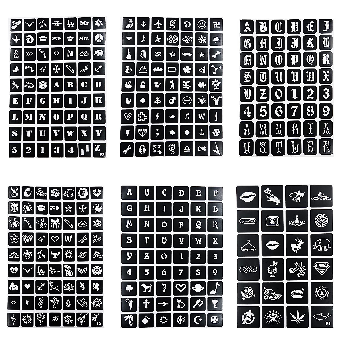 778pcs Temporary Tattoos Stencils, 20 Sheets Reusable Boys and Man Glitter Tattoo Kit Templates Face Painting Stencil Body Design Stencil Pack for Adults Girls Women Kids Teenager Adultssigns Man