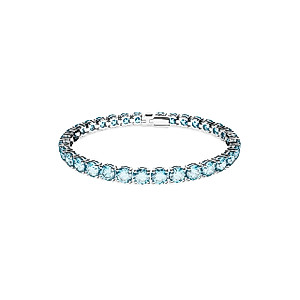 SWAROVSKI Matrix Tennis Bracelet, Round Crystals in Light Aquamarine-Blue on Rhodium Finished Band, Size M, Part of the Matrix Collection