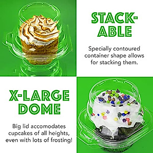 Clear Cupcake Boxes Individual Cupcake Containers | Stackable Cupcake Holder With Lid | Airtight Box Disposable Cupcake Containers | Dome Cupcake Carrier | Cupcake Holders Individual 25 Pack