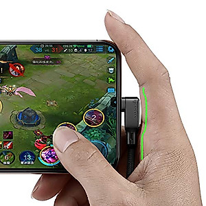 Mcdodo USB 90 Degree Right Angle Design Gaming LED Cord Nylon Braided Sync Charge USB Data 6FT/1.8M Cable Compatible with New Phone List Below (Black, 6FT/1.8M)