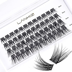 LANKIZ Lash Clusters DIY Eyelash Extensions Individual Lashes Natural Eyelash Clusters Soft and Wispy Cluster Lashes 10-16mm MIX Lash Extension DIY at Home (Honey)