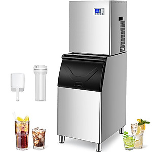 LoJok Commercial Ice Maker Machine 344LBS/24H, Ice Maker with 24H Smart Appointment Scheldluing Ice Making, Industrial Ice Machine with 165LBS Large Storage Bin, Ice Ready in 15 mins