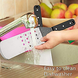 Metal Griddle Spatula, HaSteeL Stainless Steel Long Spatula with Riveted Handle, Heavy Duty Perforated & Solid Spatula Burger Turner for Teppanyaki BBQ Flat Top Grilling Cooking, Dishwasher Safe