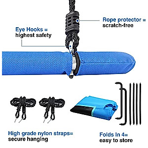 Trekassy 700lb Giant 60" Platform Tree Swing for Kids and Adults Waterproof 2 Hanging Straps (Blue)