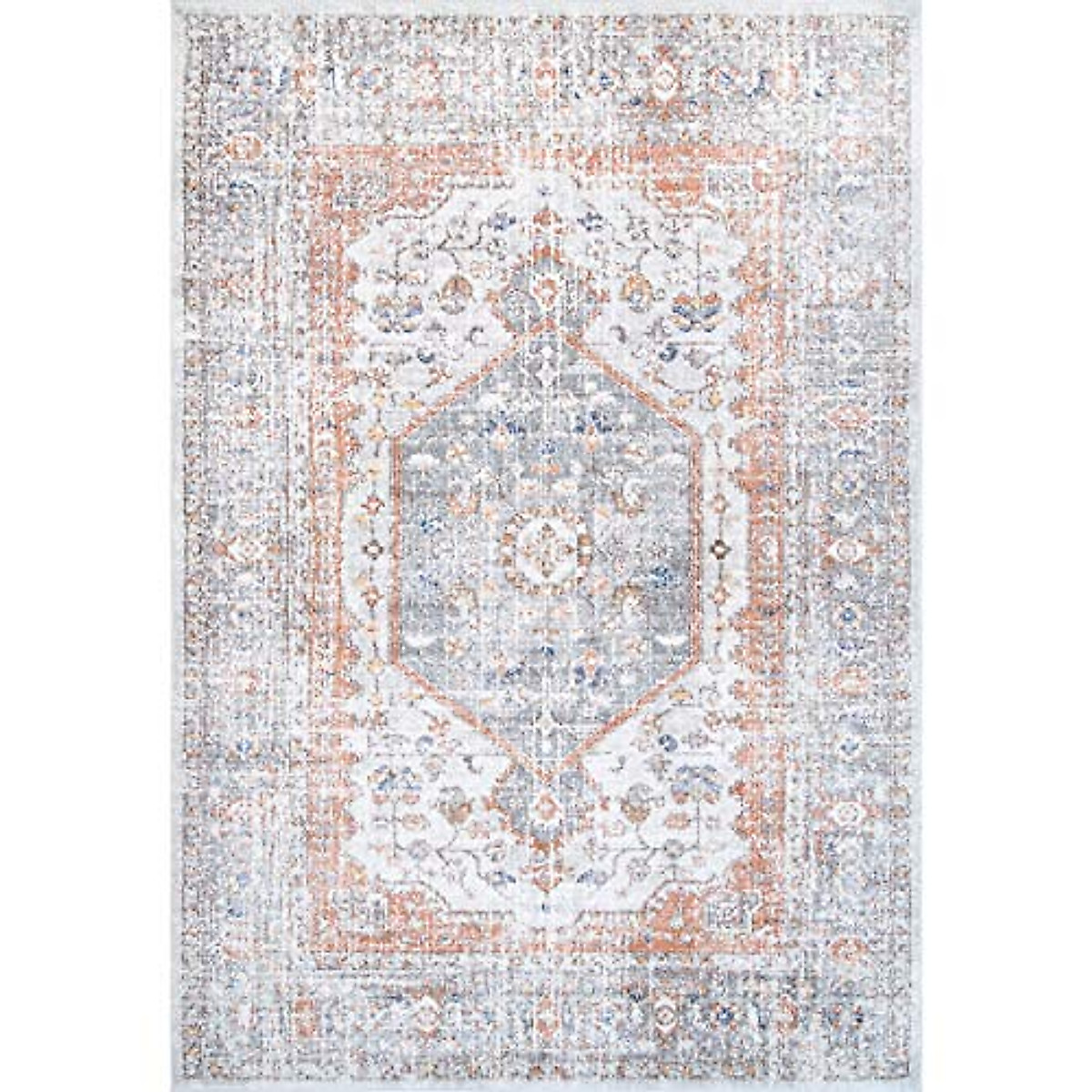 nuLOOM Jacquie Vintage Floral Area Rug, 5' Square, Silver