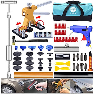 YOOHE Dent Puller Kit - 53pcs Paintless Dent Repair Kit with Slide Hammer T-Bar Dent Puller and Adjustable Gold Dent Lifter Puller for Car Hail Damage Dent & Ding Remover