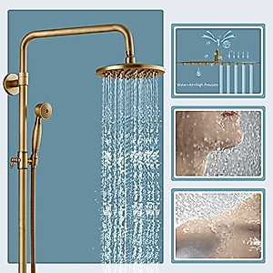 Aolemi Antique Brass Tub Shower Faucet 8 Inch Shower Head Vintage Shower Fixture Set Mixer Handheld Spray Triple Function Shower Combo
