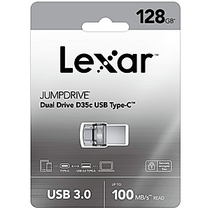 Lexar 128GB JumpDrive Dual Drive D35c USB 3.0 Type-C