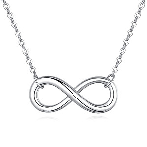LAVISHE Rhodium Plated 925 Sterling Silver Infinity Necklaces for Women, 18 Inch
