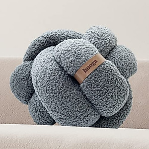 THE BALLOW Knot Pillow - Boucle Fabric Large Knot Pillow - Decorative Knotted Ball Pillow - Round Throw Pillows For Couch or Cuddle pillow (Steel Grey)