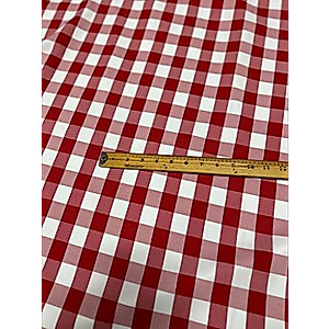5 Yards Checkered Fabric 60" Wide - Gingham Buffalo Check Fabric | 100% Polyester White & Red Check Fabric | Perfect for Parties Fabric, Picnics, Indoor and Outdoor Table Cloths and Curtains